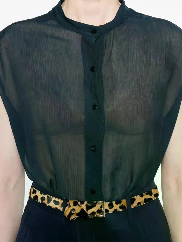 MERCI Semi-sheer Sleeveless Shirt - Blue