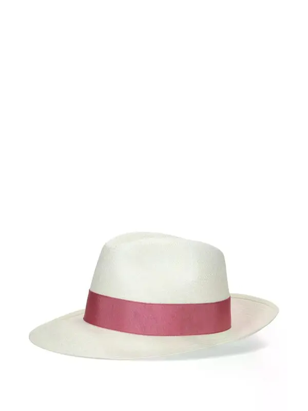 Borsalino Bow-detail Sun Hat - White