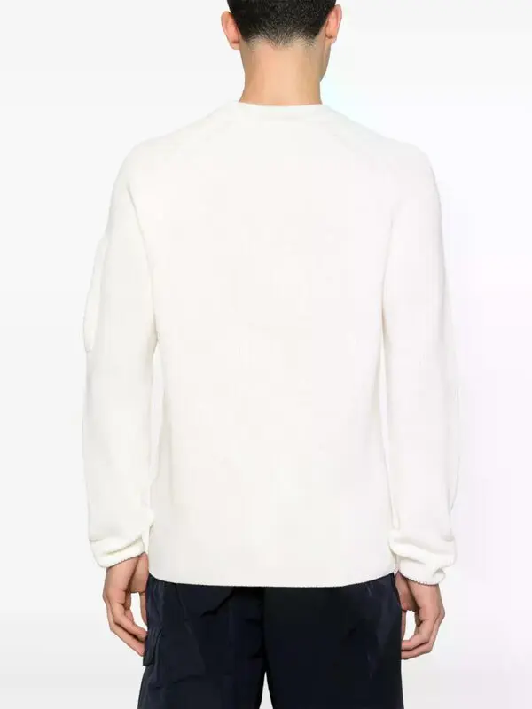 C.P. COMPANY Sea Island Sweater With Lens Detail - Neutrals