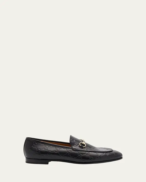 Gucci Jordaan Gg Embossed Leather Loafers