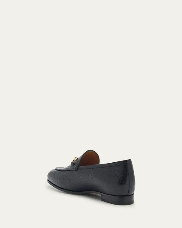 Gucci Jordaan Gg Embossed Leather Loafers