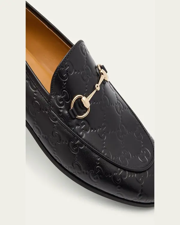 Gucci Jordaan Gg Embossed Leather Loafers