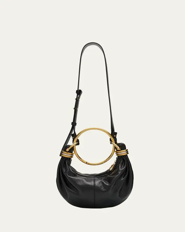 Chloé Mini Bracelet Grained Leather Shoulder Bag - Black