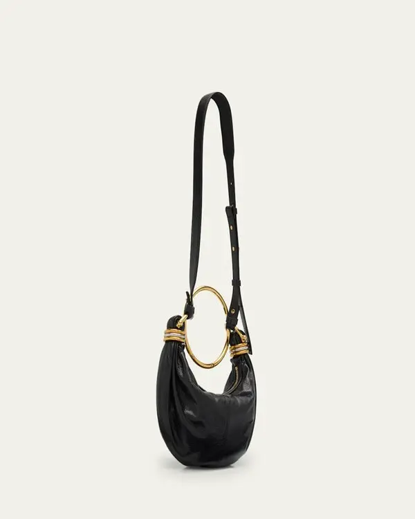 Chloé Mini Bracelet Grained Leather Shoulder Bag - Black