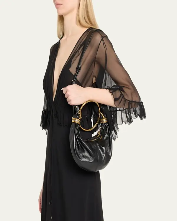 Chloé Mini Bracelet Grained Leather Shoulder Bag - Black