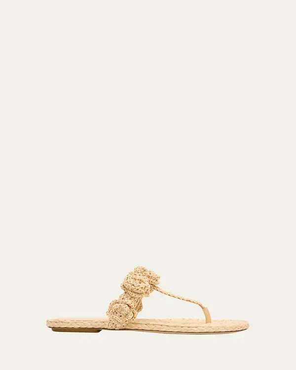 STUART WEITZMAN Magnolia Raffia T-strap Sandals