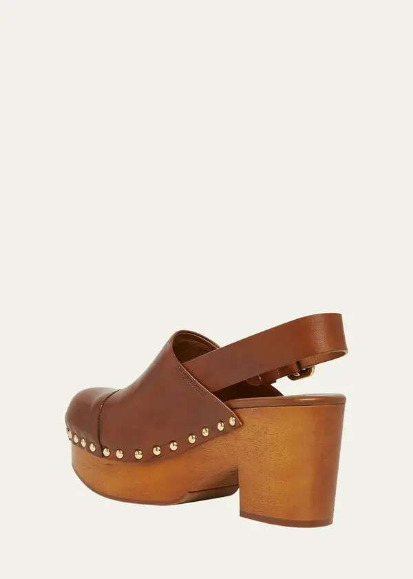 Chloé Jeannette Leather Slingback Platform Clogs