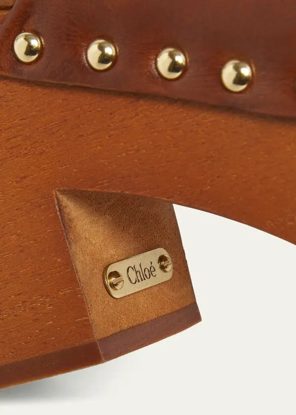 Chloé Jeannette Leather Slingback Platform Clogs