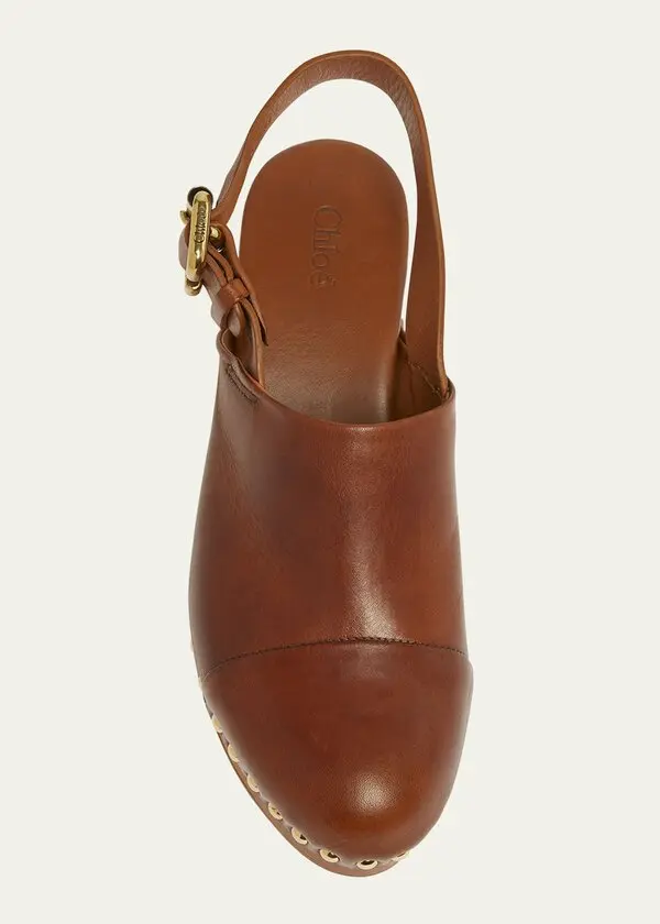Chloé Jeannette Leather Slingback Platform Clogs
