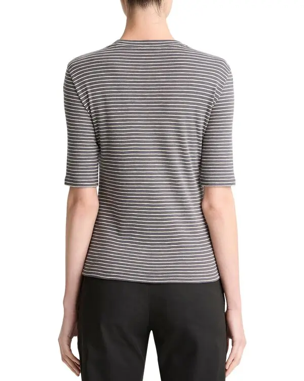 Vince Striped Elbow Sleeve Crewneck Tee - Oceana Combo