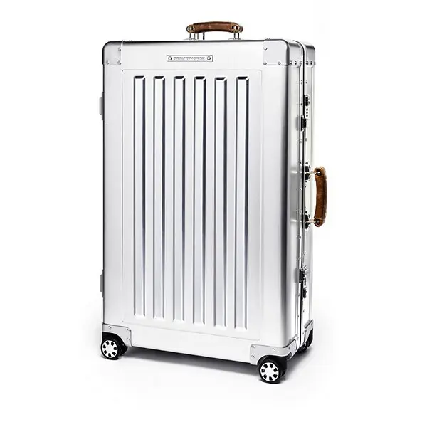 STERLING PACIFIC 4 Wheel Xl Checked Suitcase - Aluminum
