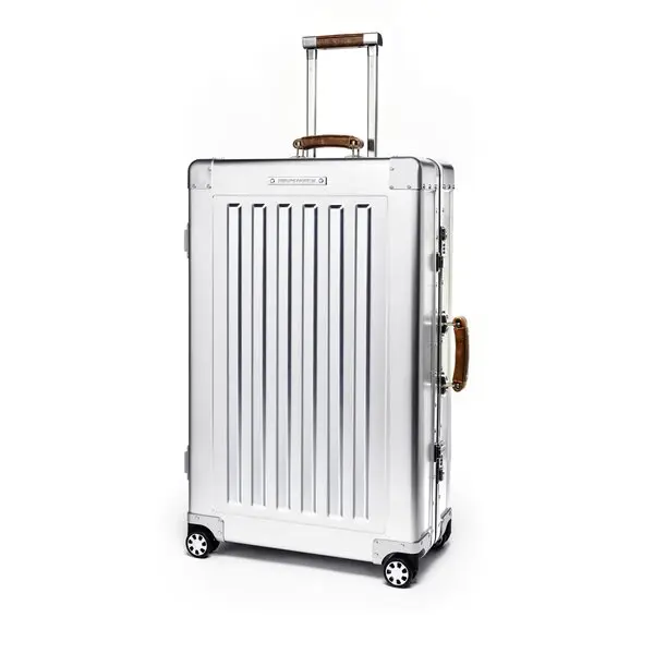 STERLING PACIFIC 4 Wheel Xl Checked Suitcase - Aluminum