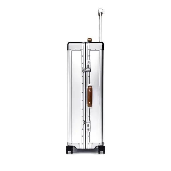 STERLING PACIFIC 4 Wheel Xl Checked Suitcase - Aluminum