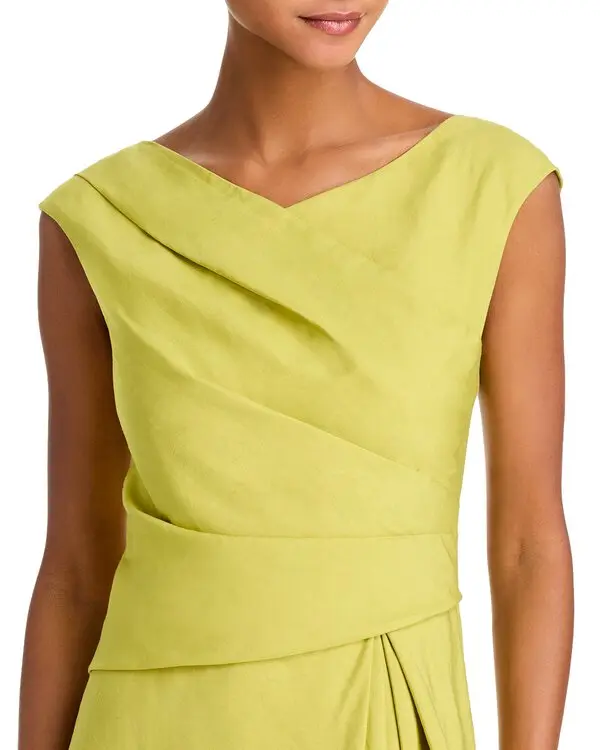 Lafayette 148 New York Silk Linen Asymmetric Dress In Chartreuse - 80% Off  | Editorialist