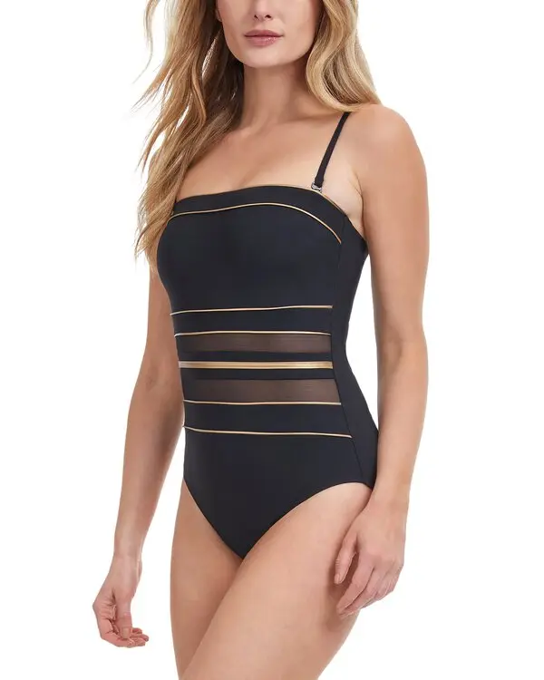 GOTTEX Bandeau One-piece Swimsuit - Black/gold