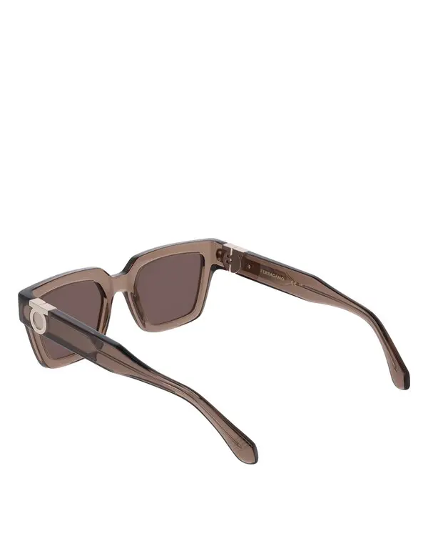 FERRAGAMO Gancini Hinge Square Sunglasses, 52mm - Transparent Brown