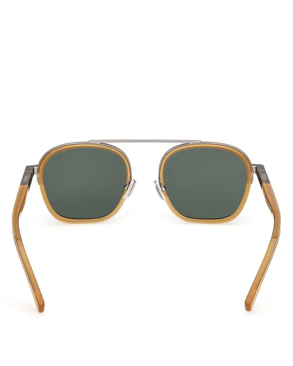 Zegna Geometric Sunglasses, 51mm - Brown/green