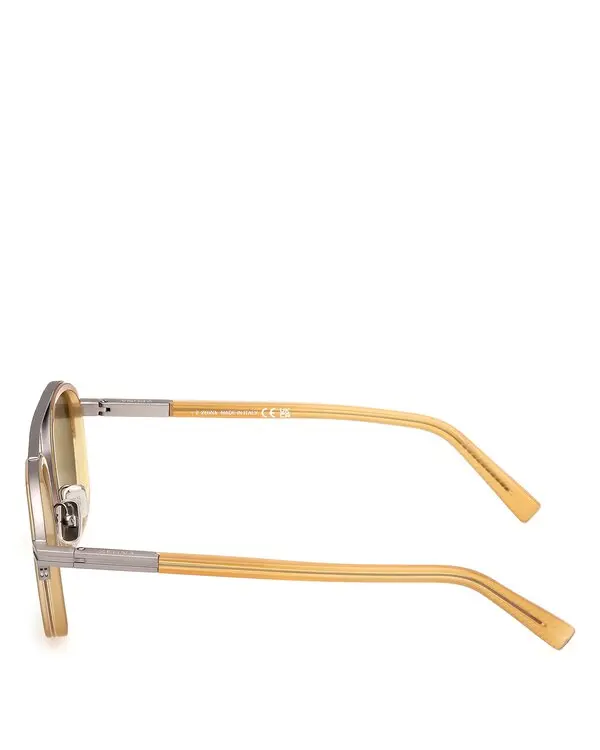 Zegna Geometric Sunglasses, 51mm - Brown/green