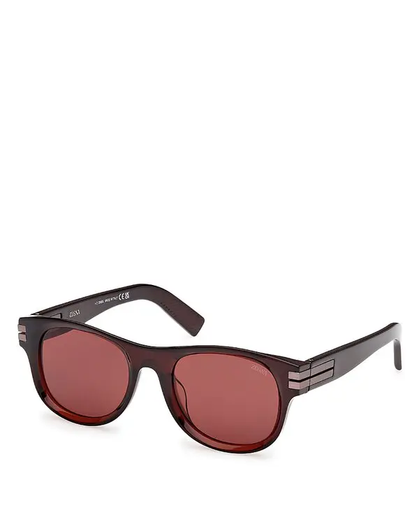 Zegna Round Frame Sunglasses By - Red/bordeaux