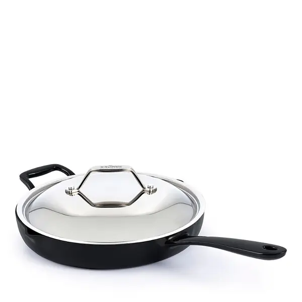 ALL-CLAD 12 Enameled Cast Iron Skillet With Lid - Black