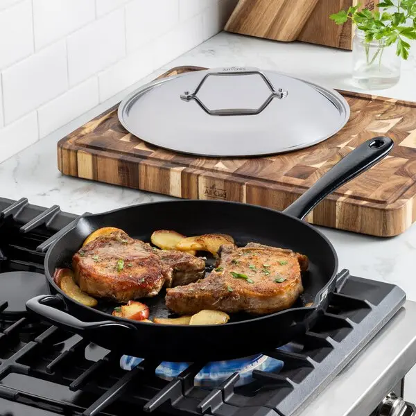 ALL-CLAD 12 Enameled Cast Iron Skillet With Lid