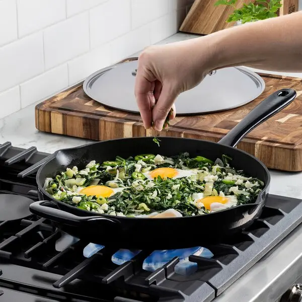 ALL-CLAD 12 Enameled Cast Iron Skillet With Lid