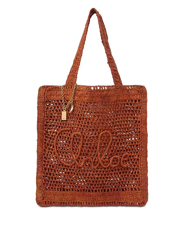 Chloé Banana Raffia Tote - Clay Brown