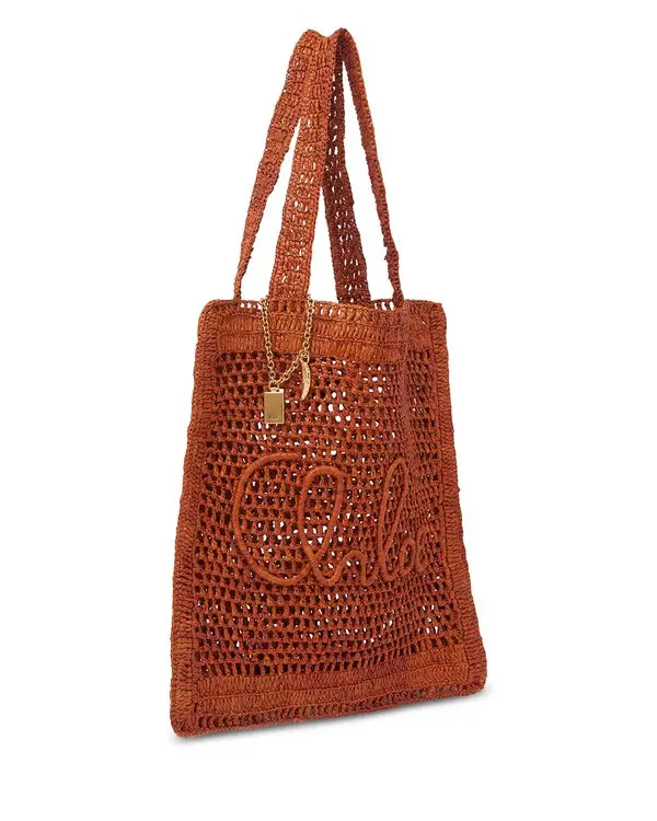 Chloé Banana Raffia Tote - Clay Brown