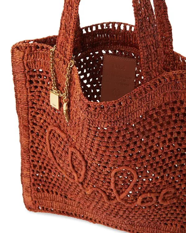 Chloé Banana Raffia Tote - Clay Brown