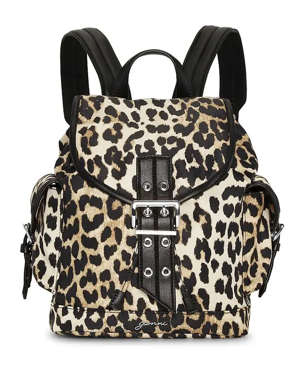 GANNI Print Nylon Bucky Backpack - Leopard
