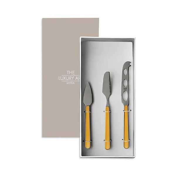 MEPRA Fantasia 3 Piece Cheese Knife Set - Mustard