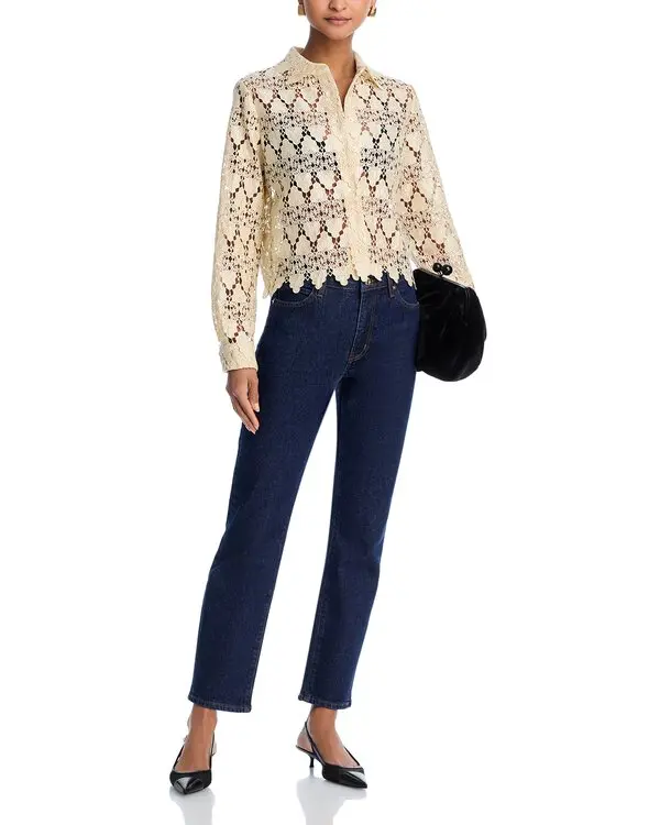 FRAME Lace Collared Shirt - Ecru