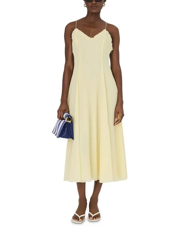 French Connection Raya Chiffon Ruffle Neck Midi Dress