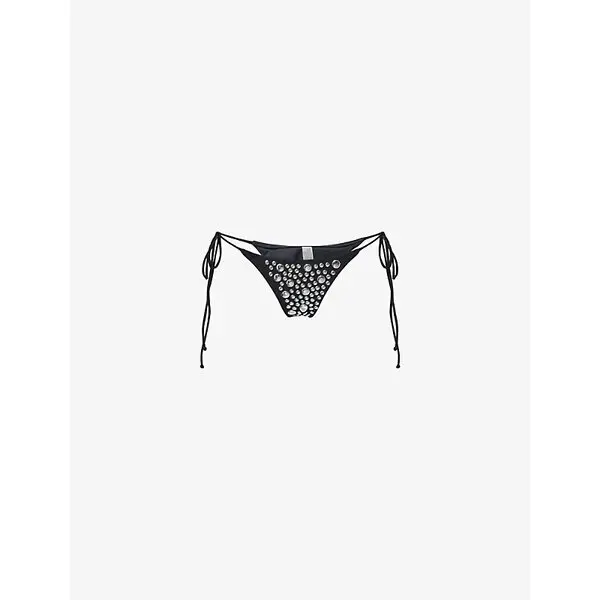 JADED LONDON Silvra Studded Bikini Bottom - Black