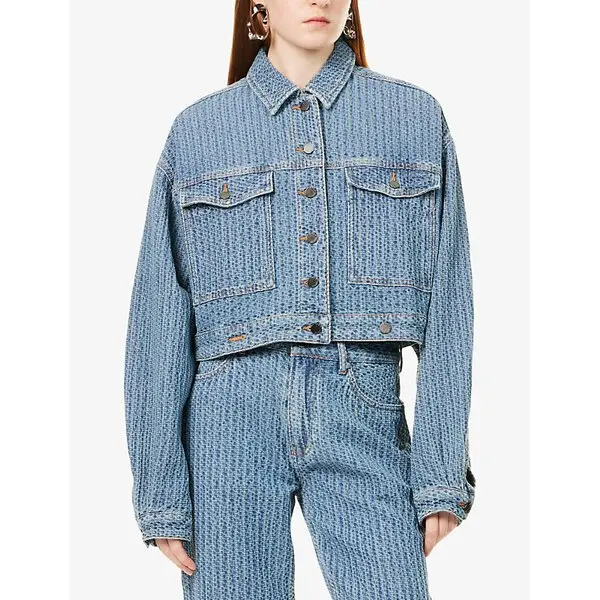 DAILY PAPER Relaxed-fit Cropped Denim Jacket