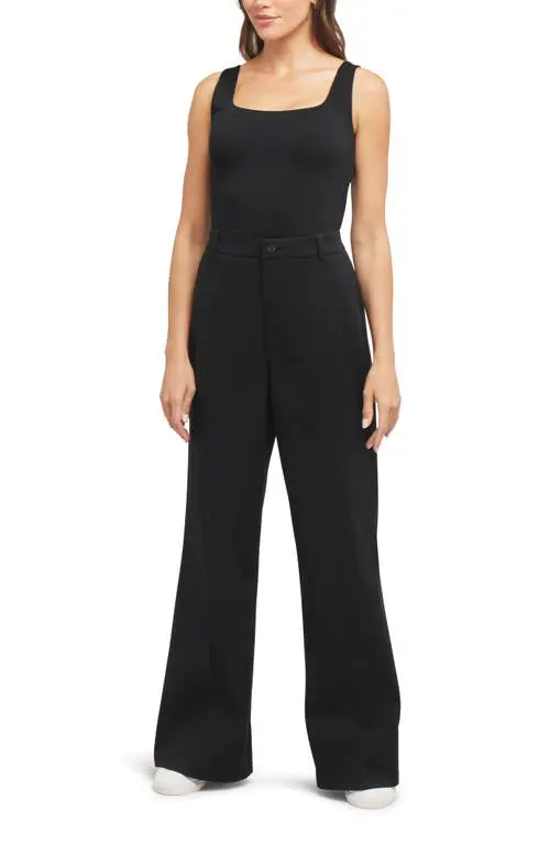 Spanx Super Smooth Stretch Twill Wide Leg Pant - Classic Black