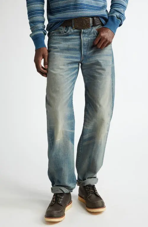 Double Rl Distressed Selvedge Straight-fit Jeans