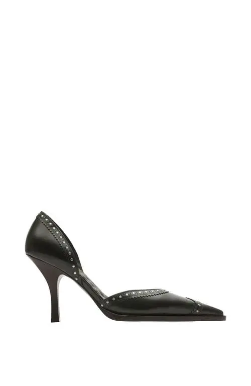 Burberry Studded Leather Bird Pumps In Shale - 50% Off