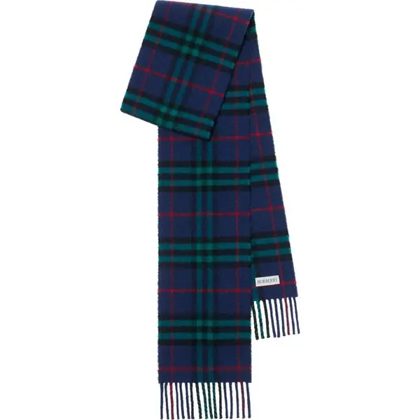 Burberry Narrow Check Cashmere Scarf - Bugle Blue