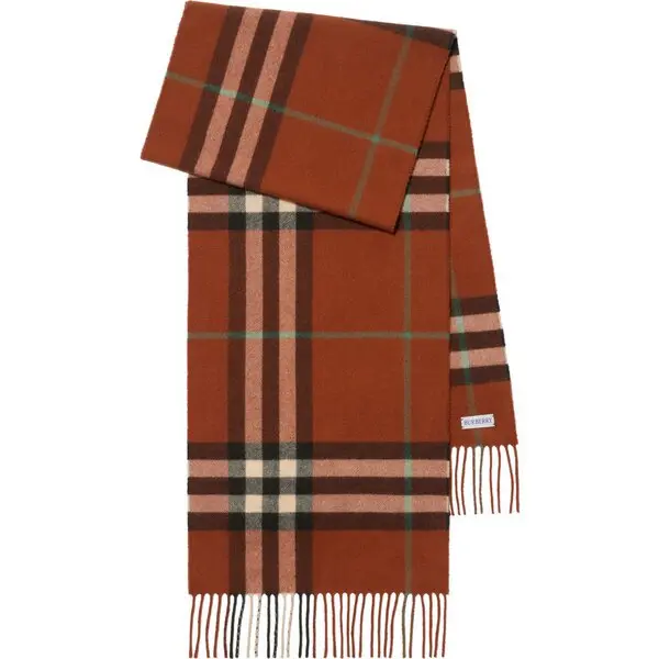 Burberry Check Cashmere Scarf - Brick