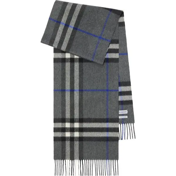 Burberry Check Cashmere Scarf - Marlborough Grey