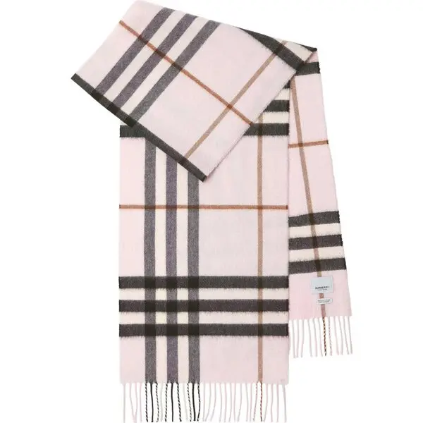 Burberry Check Cashmere Scarf - Pale Candy Pink
