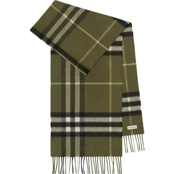 Burberry Check Cashmere Scarf - Pea