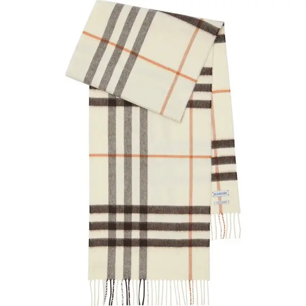 Burberry Check Cashmere Scarf - Pebble