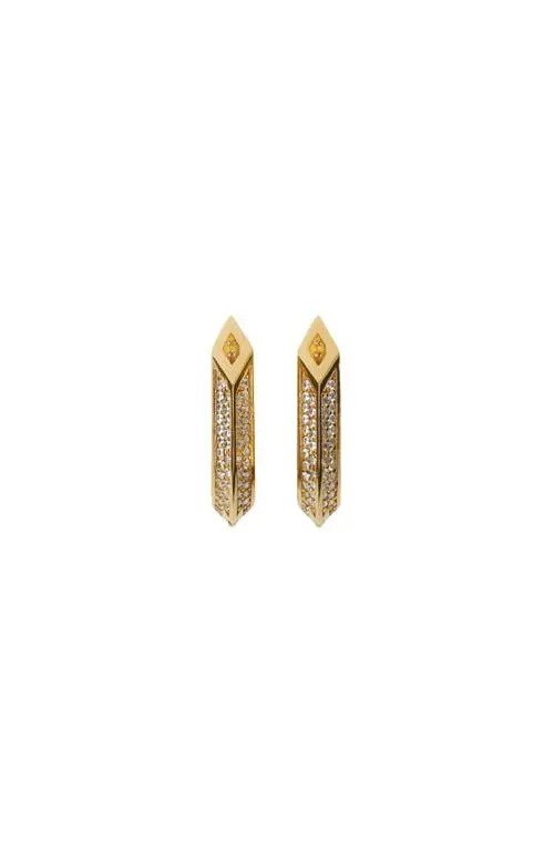 Burberry Hollow Spike Pavé Hoop Earrings - Gold/clear