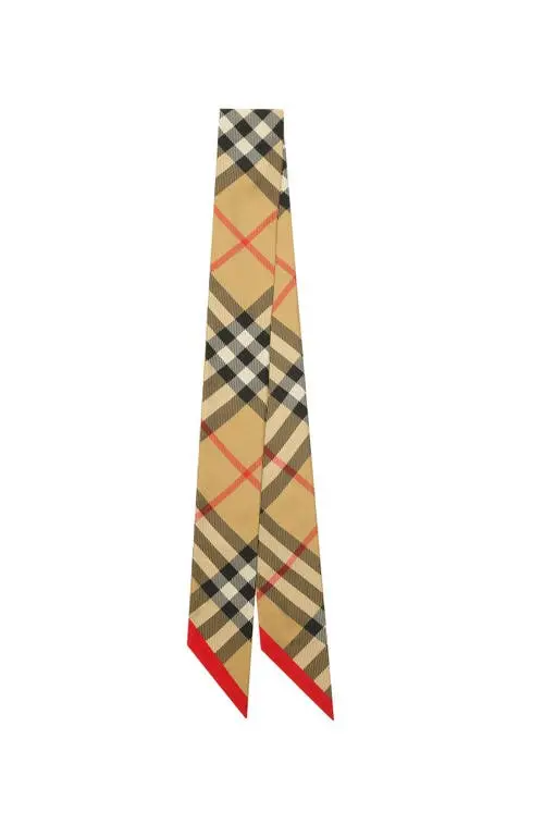Burberry Skinny Check Silk Scarf - Sand Beige