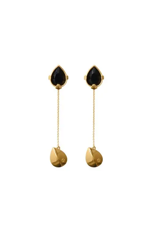 Burberry Onyx Shield Pendant Earrings - Gold/black