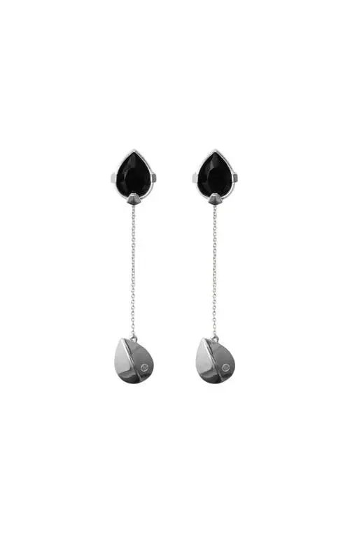 Burberry Onyx Shield Pendant Earrings - Silver/black