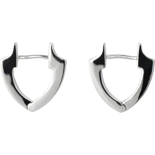 Burberry Shield Slim Hoop Earrings - Silver