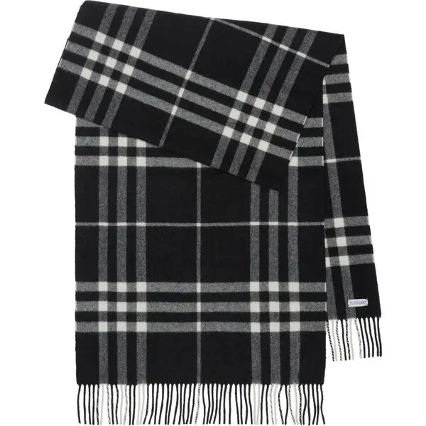 Burberry Wide Check Cashmere Scarf - Black/calico